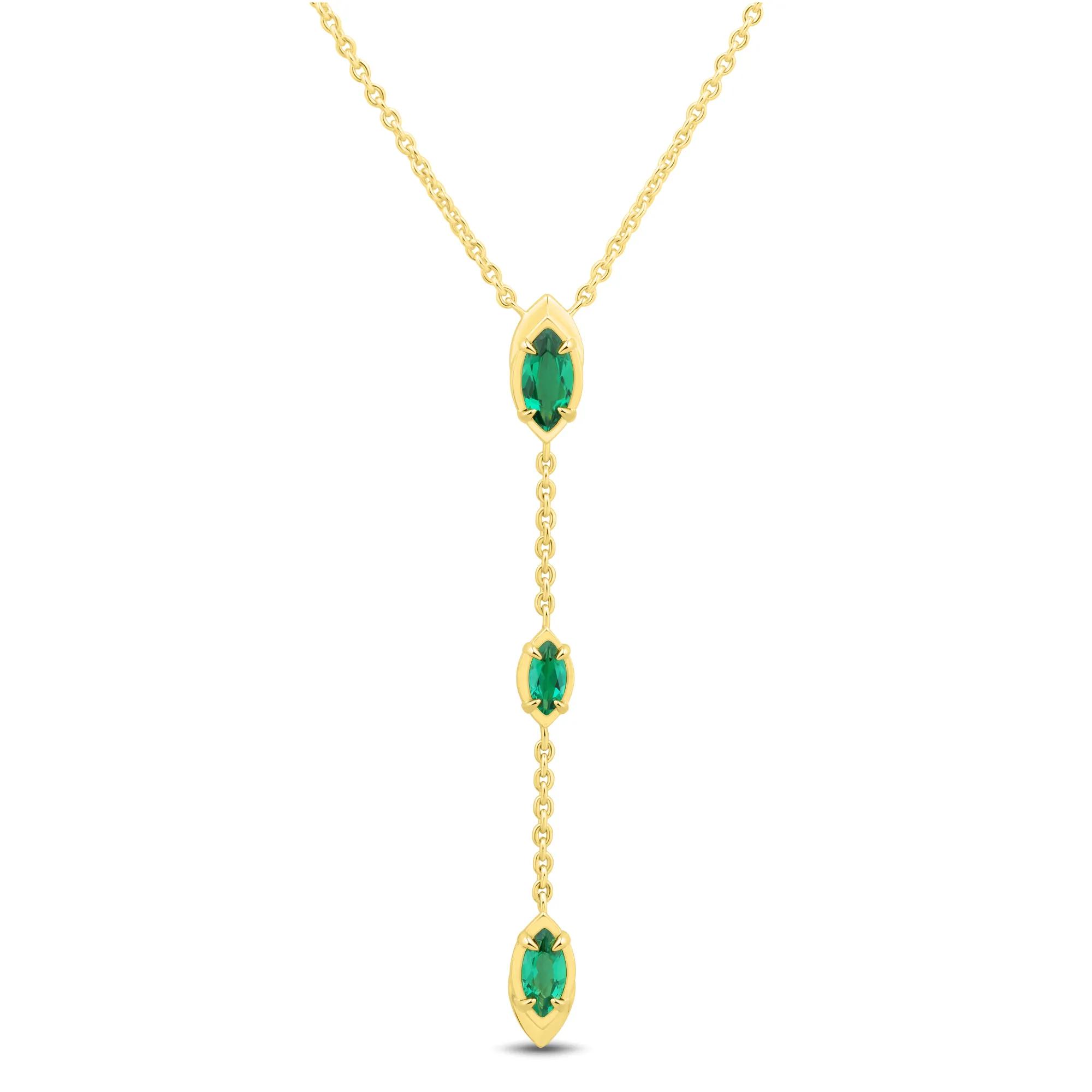 Scout & Lark Lab-Created Emerald Marquise-Cut Y Necklace