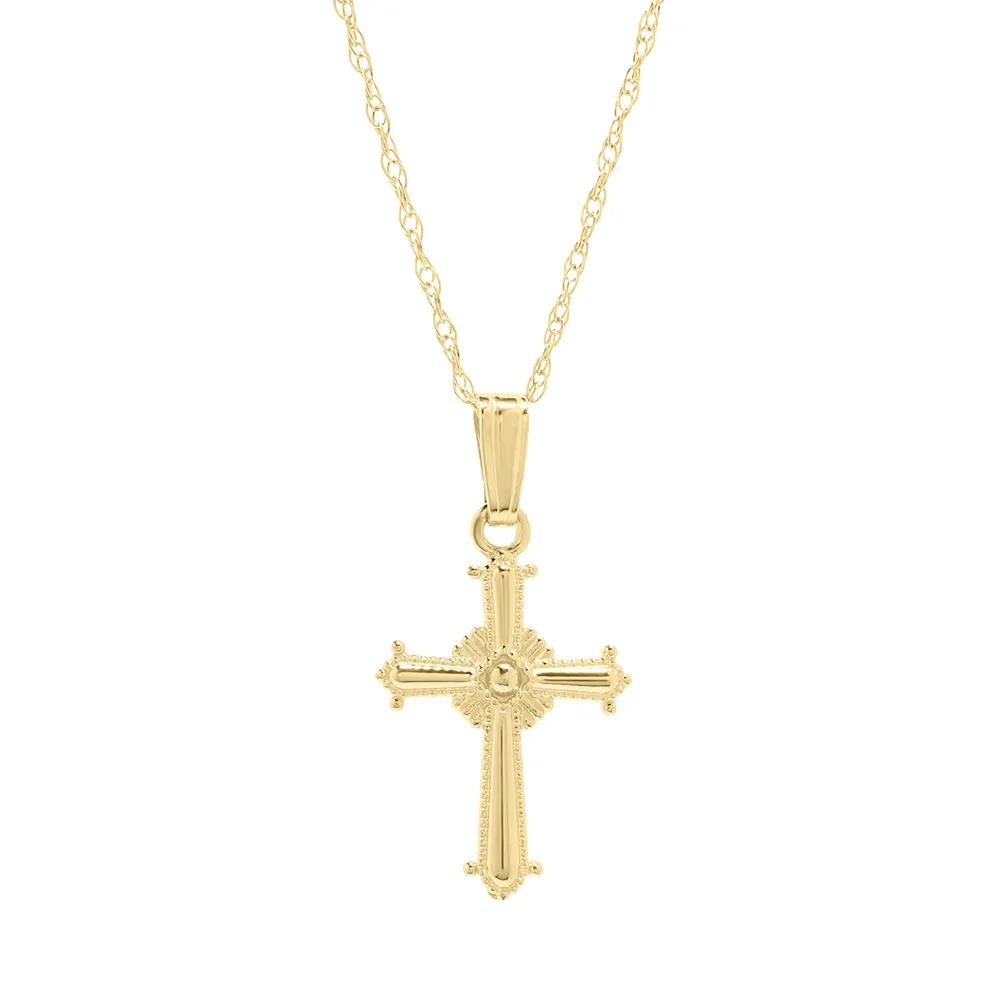Children’s Beaded Cross in 14K Yellow Gold