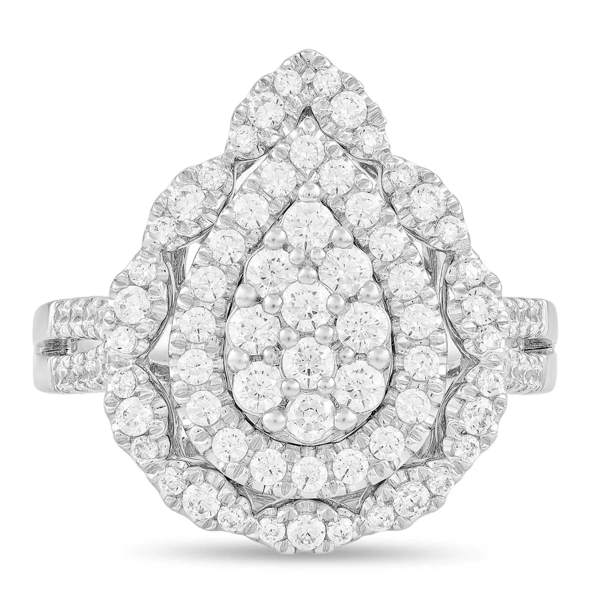 Diamond Double Halo Composite Engagement Ring in 14K White Gold