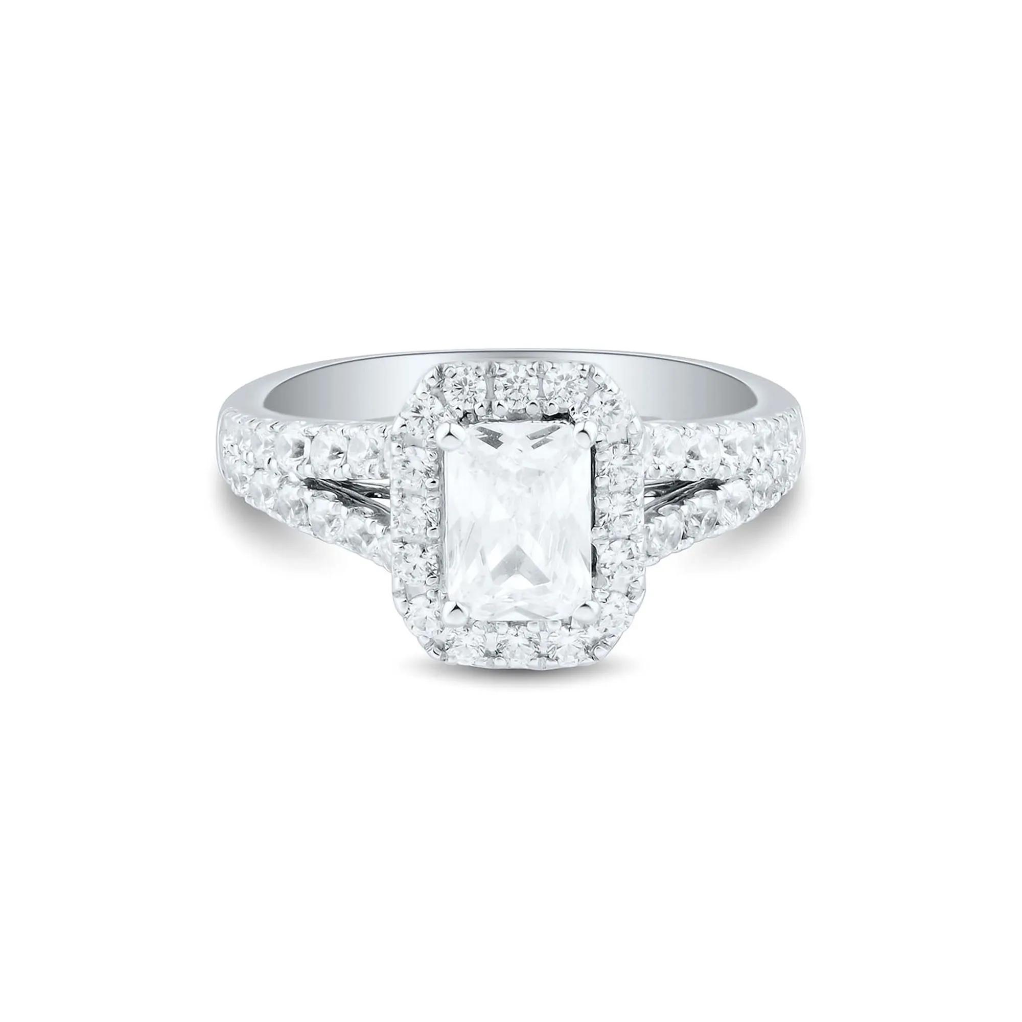 Helzberg Lab Grown Diamonds 2 ct. tw. Lab Grown Diamond Halo Engagement ...