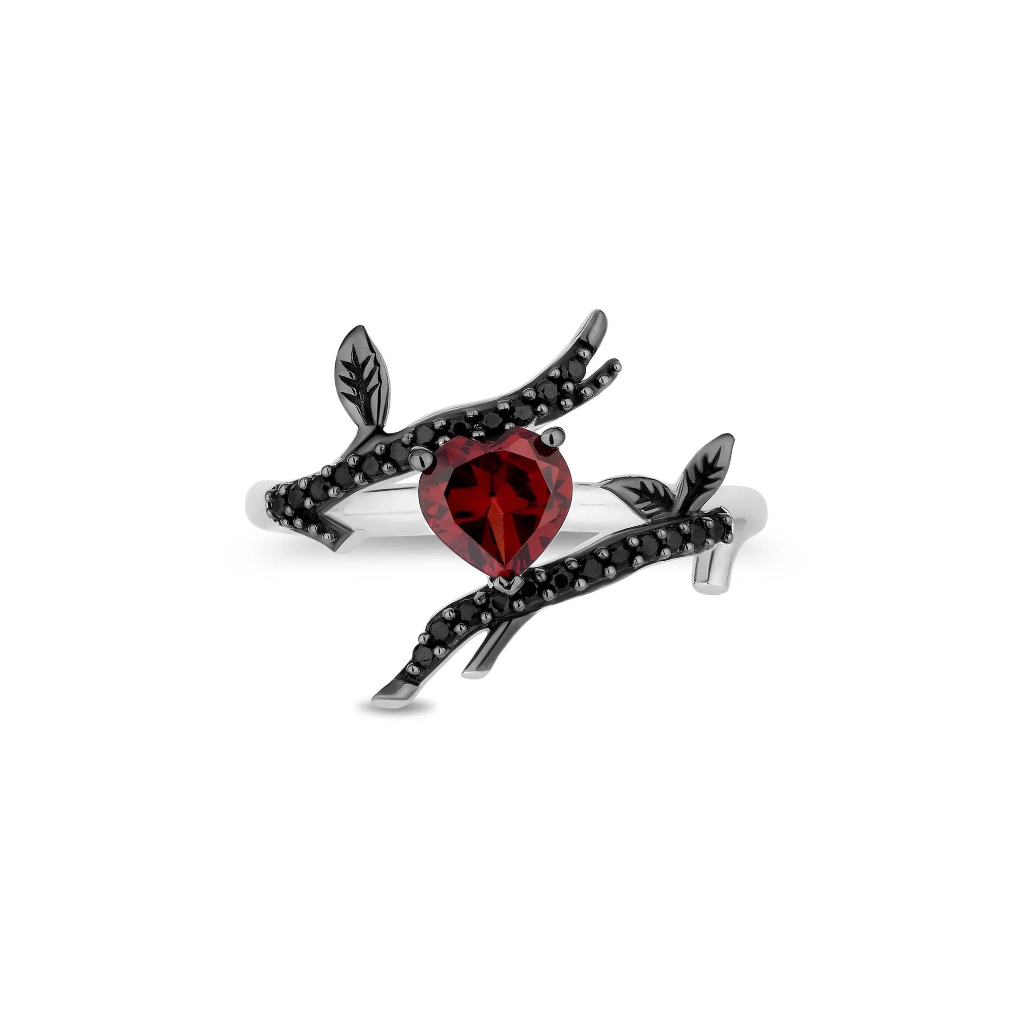 Enchanted Disney Evil Queen Enchanted Forest Garnet & Black Diamond Ring