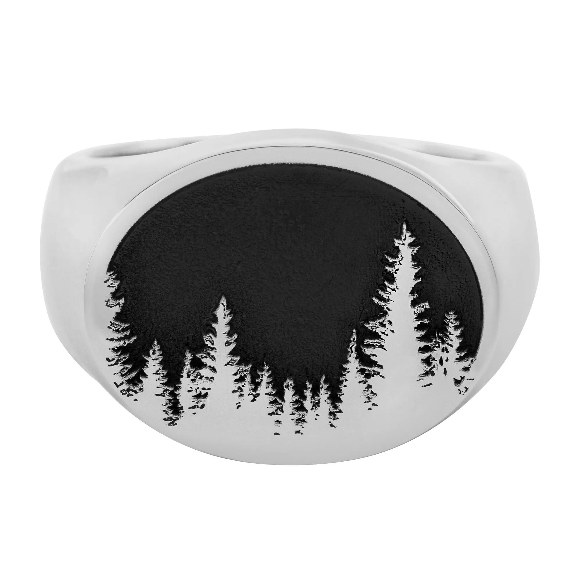 Lashbrook® Tree Engraving Oval Signet Ring in Cobalt Chrome