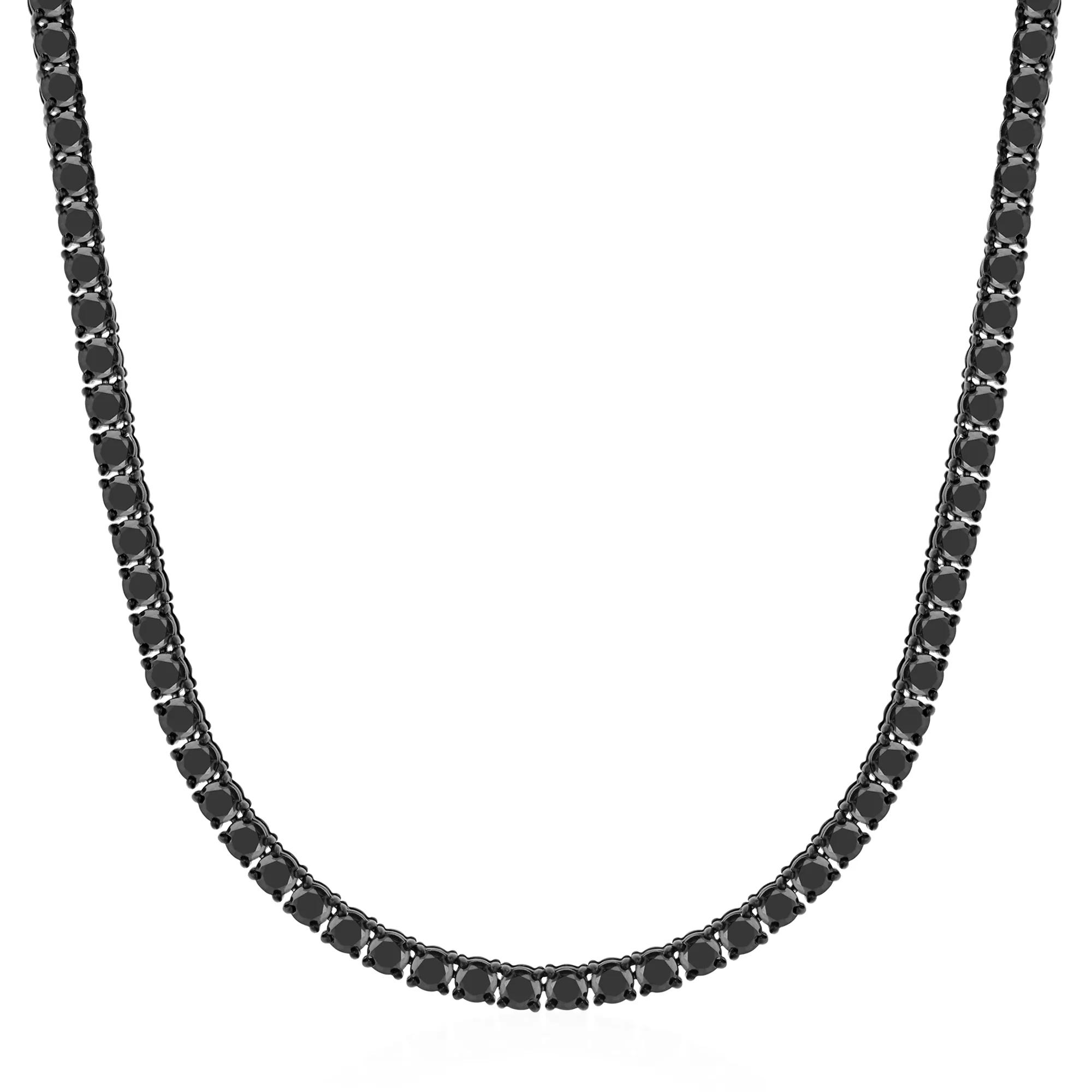 Men's Spinel Tennis Necklace in Black Oxidized Sterling Silver