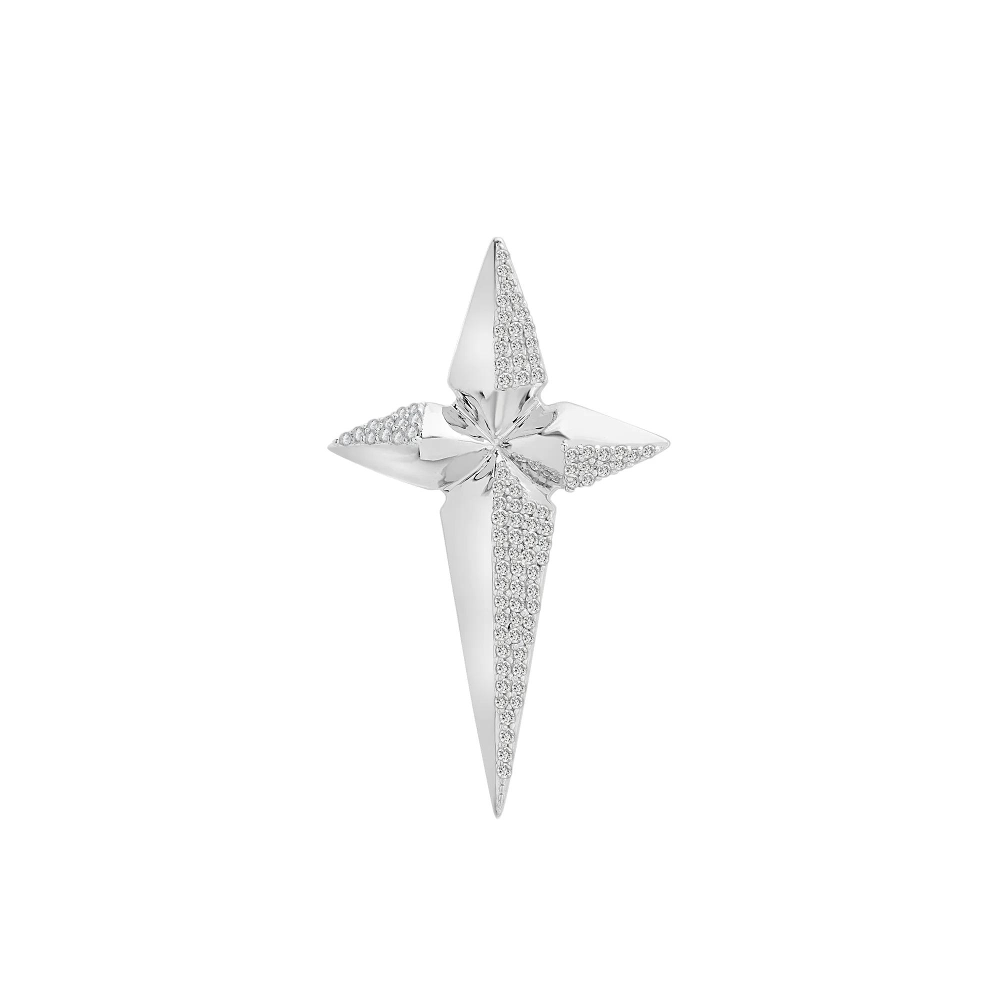 Men's Diamond Pointed Cross Lapel Pin in Sterling Silver