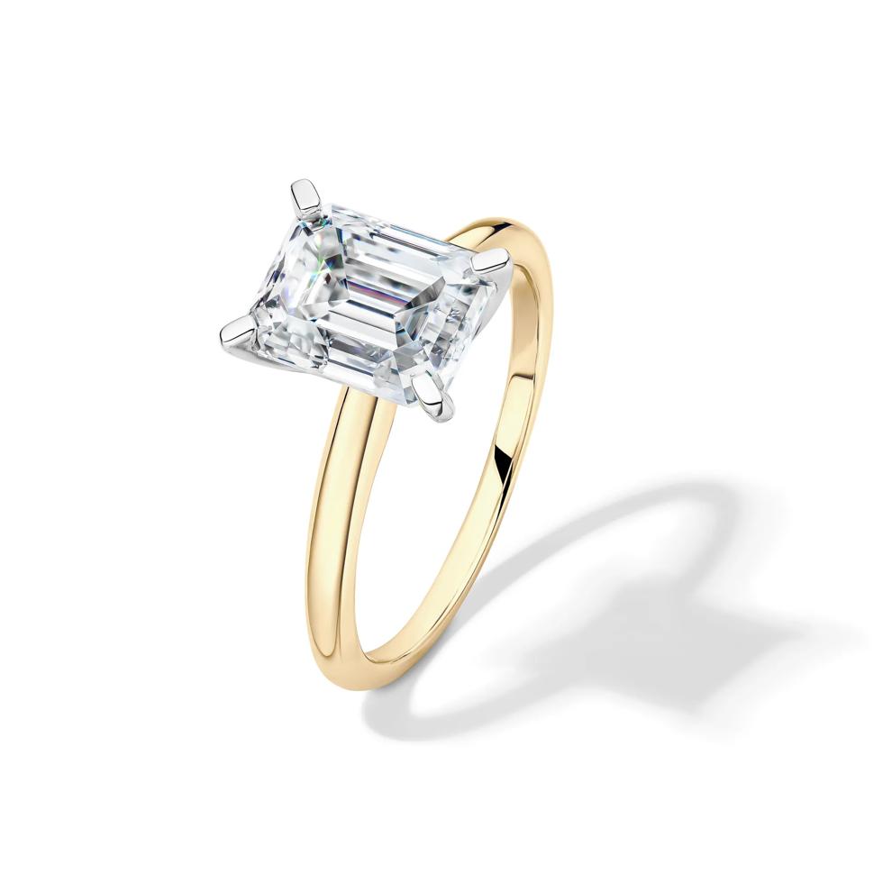 Lab-Created Moissanite Emerald-Cut Solitaire Engagement Ring